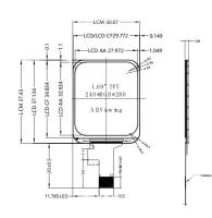 China 1.69 Inch 240x280 SPI TFT LCD Module Small Size LCD Display Screen for Wearable Devices for sale