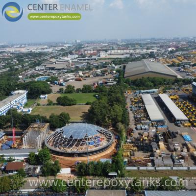 China Aluminum Geodesic Dome for Sludge Buffer Tank: Creates a Weatherproof Seal That Also Helps Minimize Volatile Organic Compound (VOC) Emissions for sale