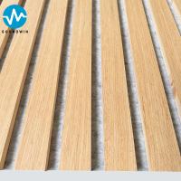 China Veneer Oak Acoustic Slat Wood Wall Panels With Light Grey Felt Natural Wood  For Living Room for sale