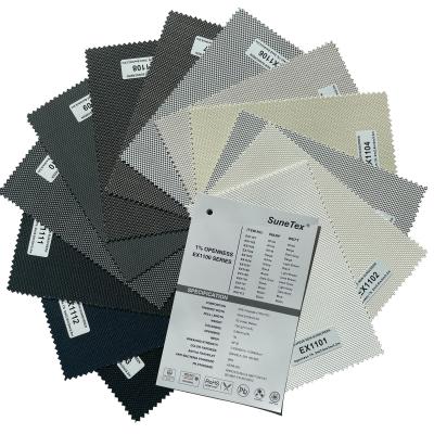 China 1% Openness Exterior Solar Polyester And PVC Roller Blinds Fabrics For Window Treatment for sale