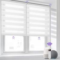 China Day And Night Double Layer Fabric Battery Motor Operation Motorized Zebra Blinds For Windows for sale