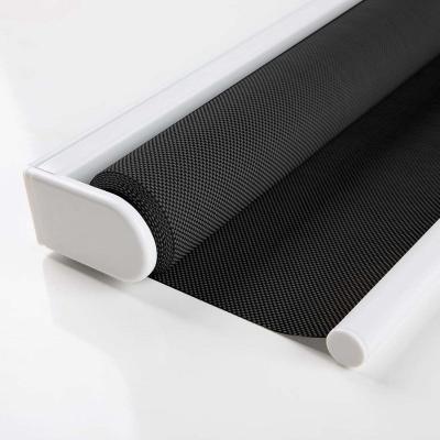 China 1% Openness Fire Retardant Solar Roller Shades with Light Filtering Polyester Sunscreen Fabric for Windows for sale
