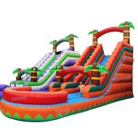 China 18ft Tropical Fiesta Breeze Inflatable Water Slide Easy to Set Up for Kids and Adults for sale