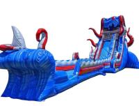 China Customized PVC Inflatable Blue Crush Water Slide for Outdoor Backyard Kids Party Jumpers for sale