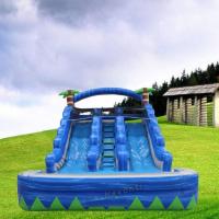 China Customized PVC Inflatable Blue Crush Water Slide for Outdoor Backyard Kids Party Jumpers for sale