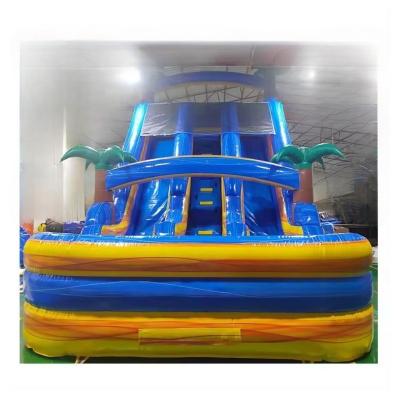 China Digital Printing Inflatable Water Slide Custom Tropical Backyard Waterslide with Pool for sale