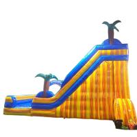 China Digital Printing Inflatable Water Slide Custom Tropical Backyard Waterslide with Pool for sale