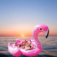 China Commercial 6 Person Pink Inflatable Flamingo Float for Sea Lake Pool 16ft L x 9ft H for sale