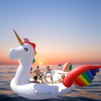 China Custom Commercial Inflatable Floating Island Huge 6 Person Unicorn Party Island 500*420cm for sale