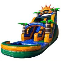China Shipping Way By Sea and Air Commercial Grade Inflatable Bouncy Castle Tropical Water Slide for sale