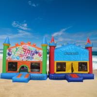China Custom Logo Printed Inflatable Castle Soccer Arch Water Slide Bounce House for Market for sale