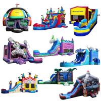 China Custom Logo Printed Inflatable Castle Soccer Arch Water Slide Bounce House for Market for sale