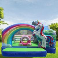 China 2024 Inflatable Unicorn Castle Bounce House with Customized Color Blowers and Blowers for sale
