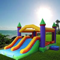China Custom Logo Printed Inflatable Bounce House with Double Slide and Customized Size for sale