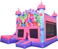 China Unisex Modern Luxury Pastel Pink Bounce House with Princess Bouncer and Customized Size for sale