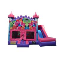 China Unisex Modern Luxury Pastel Pink Bounce House with Princess Bouncer and Customized Size for sale