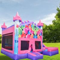 China Unisex Modern Luxury Pastel Pink Bounce House with Princess Bouncer and Customized Size for sale