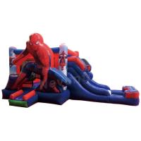 China Custom Superhero Bounce House With Slide Moonwalk Bouncer / Commercial Inflatable Combo for sale