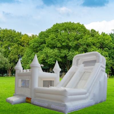 China 2024 White Inflatable Bouncer House with Double Slide and Rainbow Design PVC Material for sale