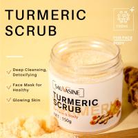 China Organic Turmeric Whitening Body Scrub 200ml Deep Exfoliating Remove Blackhead for sale