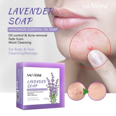 China Organic Lavender Acne Treatment Soap Handmade Essential Oil Soap 100g Vegan Firming for sale