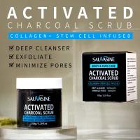 China Activated Charcoal Exfoliating Facial Body Scrub 200ml Deep Cleaning Blackhead Remover for Men for sale