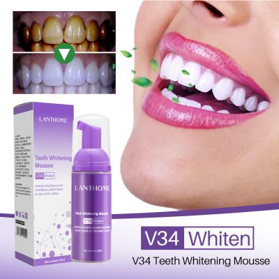 China V34 Colour Corrector Teeth Whitening Serum Foam 30ml Purple Toothpaste for Professional Brightening for sale
