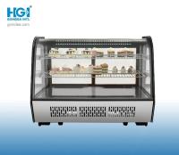 China Curved Rounded Glass Door Cake Display Refrigerator Stainless Steel 160L for sale