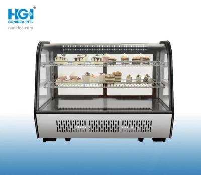 China Curved Rounded Glass Door Cake Display Refrigerator Stainless Steel 160L for sale