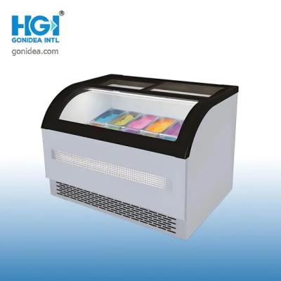 China 158 Liter Direct Cooling Freezer with Curved Glass Door and Manual Defrost for Commercial Ice Cream Storage for sale