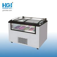 China Commercial Freezer with 158 Liter Capacity Curved Glass Door and Mechanical Thermostat for Self-Service Use for sale