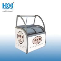 China Commercial Freezer with 158 Liter Capacity Curved Glass Door and Mechanical Thermostat for Ice Cream Storage for sale