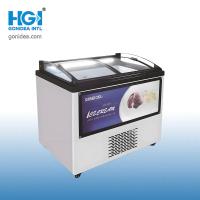 China Commercial Freezer with 158 Liter Capacity Curved Glass Door and Mechanical Thermostat for Self-Service for sale