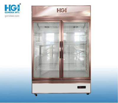 China 800L Supermarket Cold Storage Display Showcase Glass Pulling Door Cabinet Lsc800kg for sale