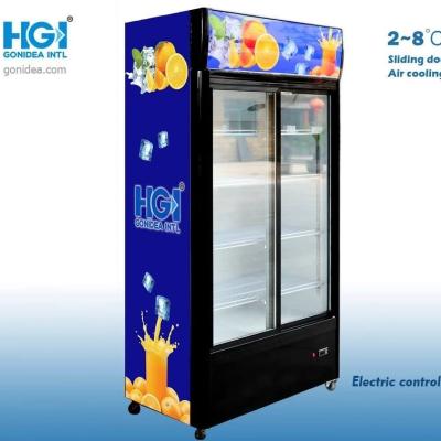 China Commercial Double Glass Door for Supermarket Refrigerator Display Rack Showcase for Supermarket for sale