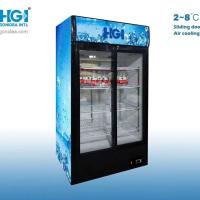 China Commercial Double Glass Door for Supermarket Refrigerator Display Rack Showcase for Supermarket for sale