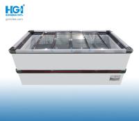 China 1050L Manual Defrost Supermarket Island Freezer With Sliding Glass Top SASO CB for sale