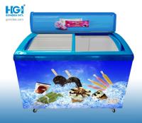 China R290a Deep Chest Freezer 12.7 Cuft Curved Top Display Freezer Thick Foaming Body for sale
