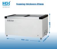 China Showcase Energy Saving 14.8 Cf Chest Freezer Sliding Glass Doors White Shell for sale