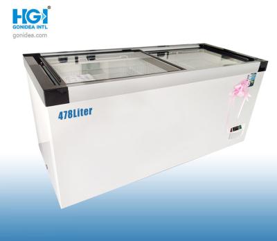 China 478 Liter White  Color Commercial Glass Ice Cream Chest Showcase Freezer for sale