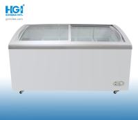 China 450 Liter Commercial Ice Cream Chest Embossed Aluminium Flat Lid Display for sale