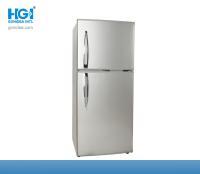 China Silver 2 Door Upright Top Freezer Refrigerators R134a Recessed Handle for sale