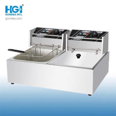 China Countertop Double Oil Fryer Electric Stainless Steel 6L X 2 for sale