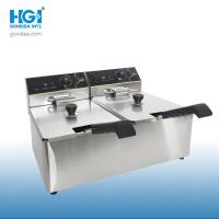 China 6L Snack Flat Countertop Electric Deep Fryer Commercial With 2 Frying Pan for sale
