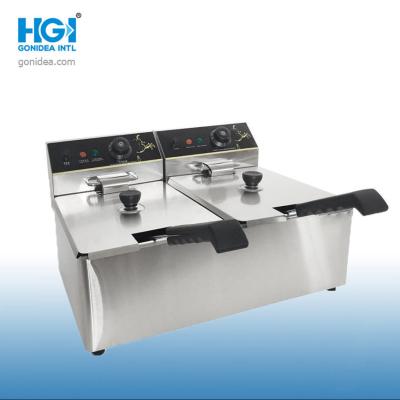 China 6L Snack Flat Countertop Electric Deep Fryer Commercial With 2 Frying Pan for sale