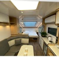 China OEM Travel Camper Trailer FRP Fibreglass Travel Trailers With Bathroom WC for sale