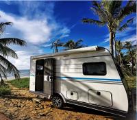 China White Camper Caravan Trailer Lightweight Off Road Trailer With Electric Brake System for sale