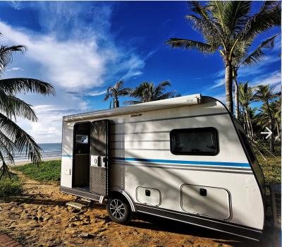 China White Camper Caravan Trailer Lightweight Off Road Trailer With Electric Brake System for sale