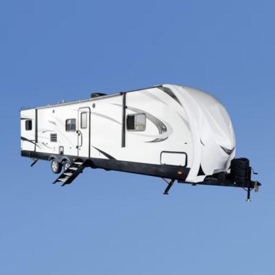 China Big Space Fiberglass Travel Trailer 5 Adults 2 Kids Twin Axle Camping Trailer for sale