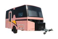 China Pink RV Camper Caravan Trailer KNOTT Rotary Hitch Touring Camper Trailer 3000W for sale